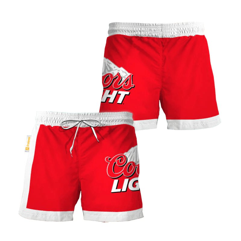 Coors Light Red White Basic Swim Trunks Coors Light Hawaiian Shorts