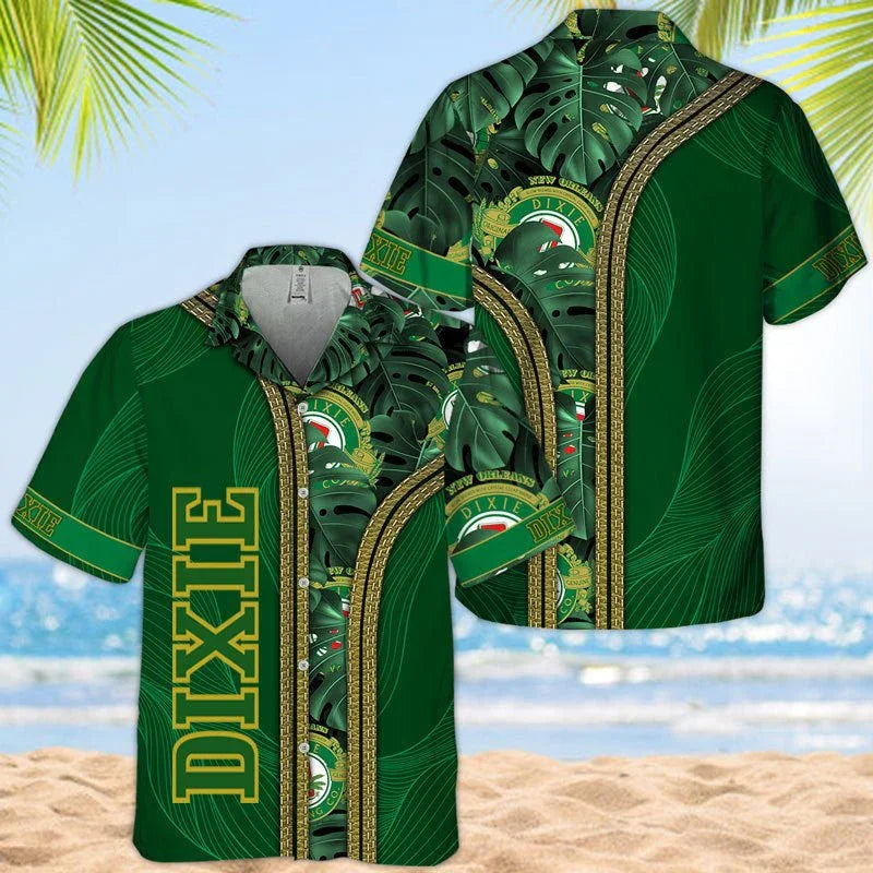 Dixie Beer Palm Leaves Majesty Hawaiian Shirt| Summer Shirt