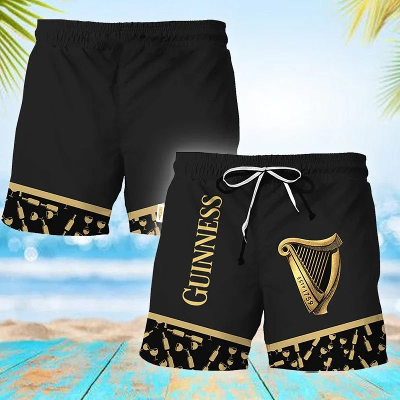 Guinness Bottle Pattern Swim Trunks | Guinness Beach Shorts