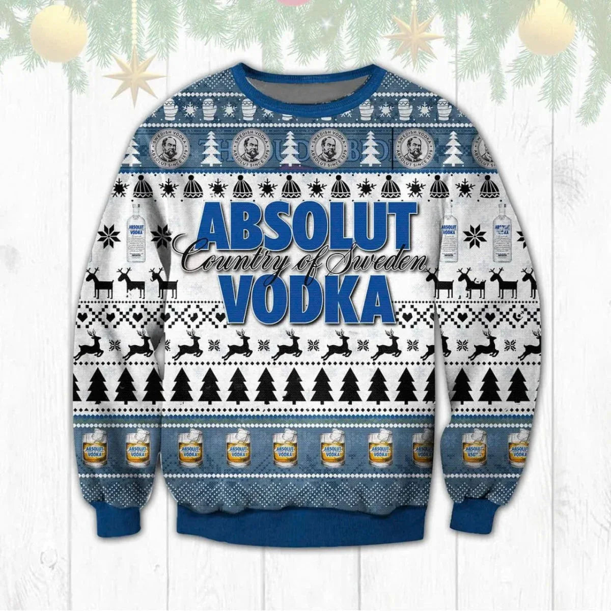Absolut Vodka Christmas Pine Tree Ugly Sweater - Cozy & Fun