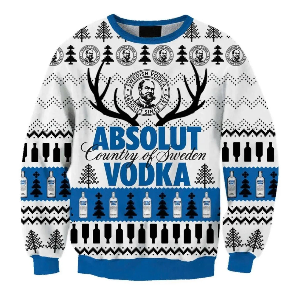 Absolut Vodka Reindeer Horns Ugly Sweater - Cozy & Fun