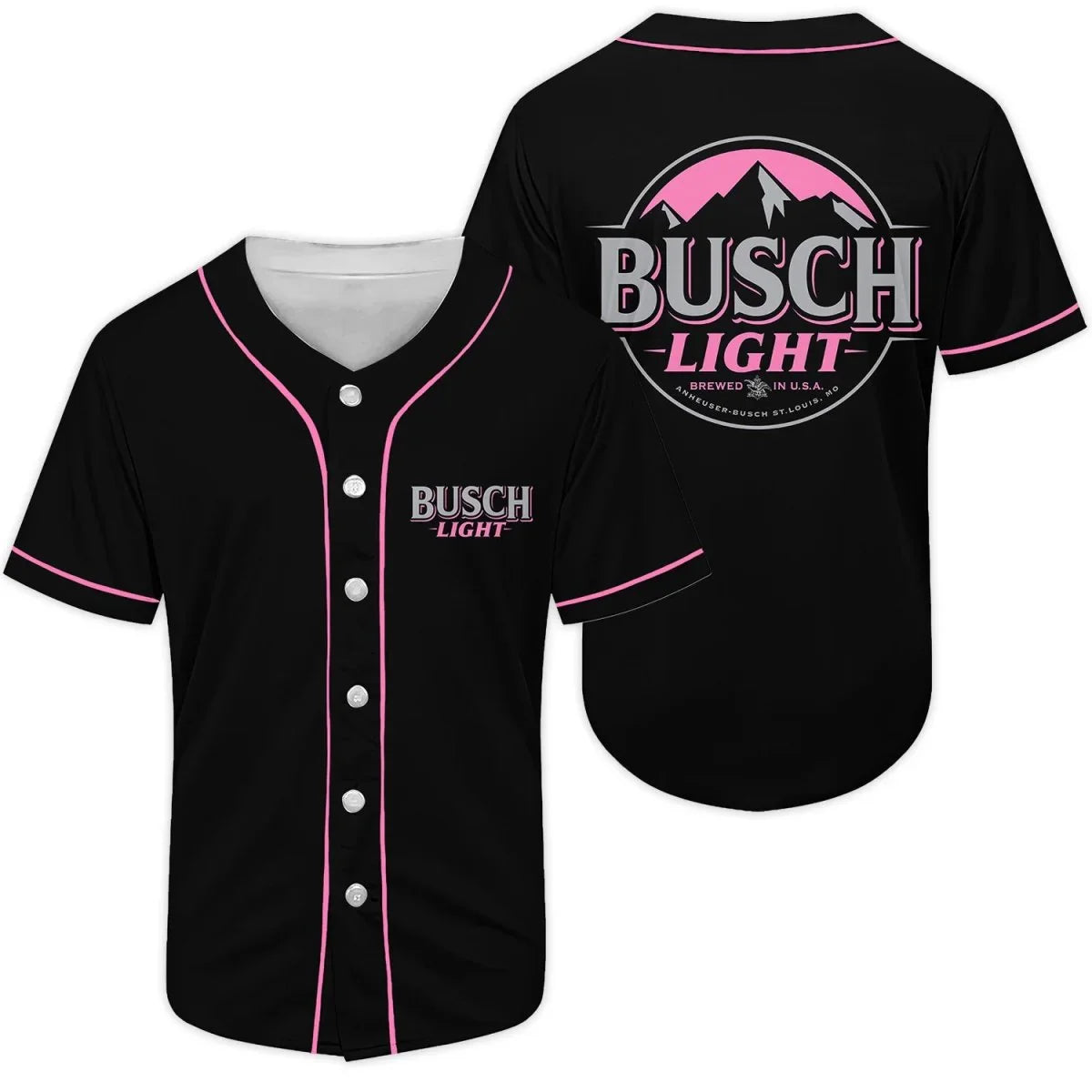 Black Pink Busch Light Baseball Jersey | Busch Light Jersey