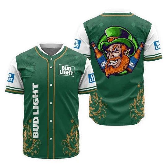 Bud Light St Patrick's Elf Baseball Jersey | Baseball Shirt