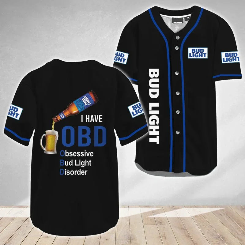 I Have OBD Bud Light Baseball Jersey | Bud Light Jersey