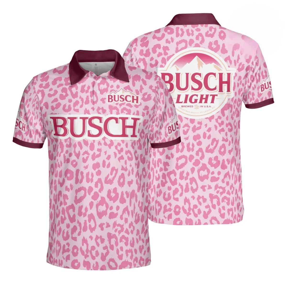 Busch Light Pink Cheetah Polo Shirt - Stylish & Comfortable