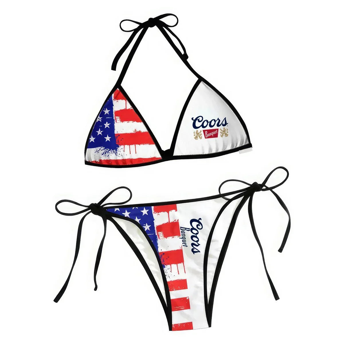 Coors Banquet American Flag Triangle Beach Bikini | Beach Bikini