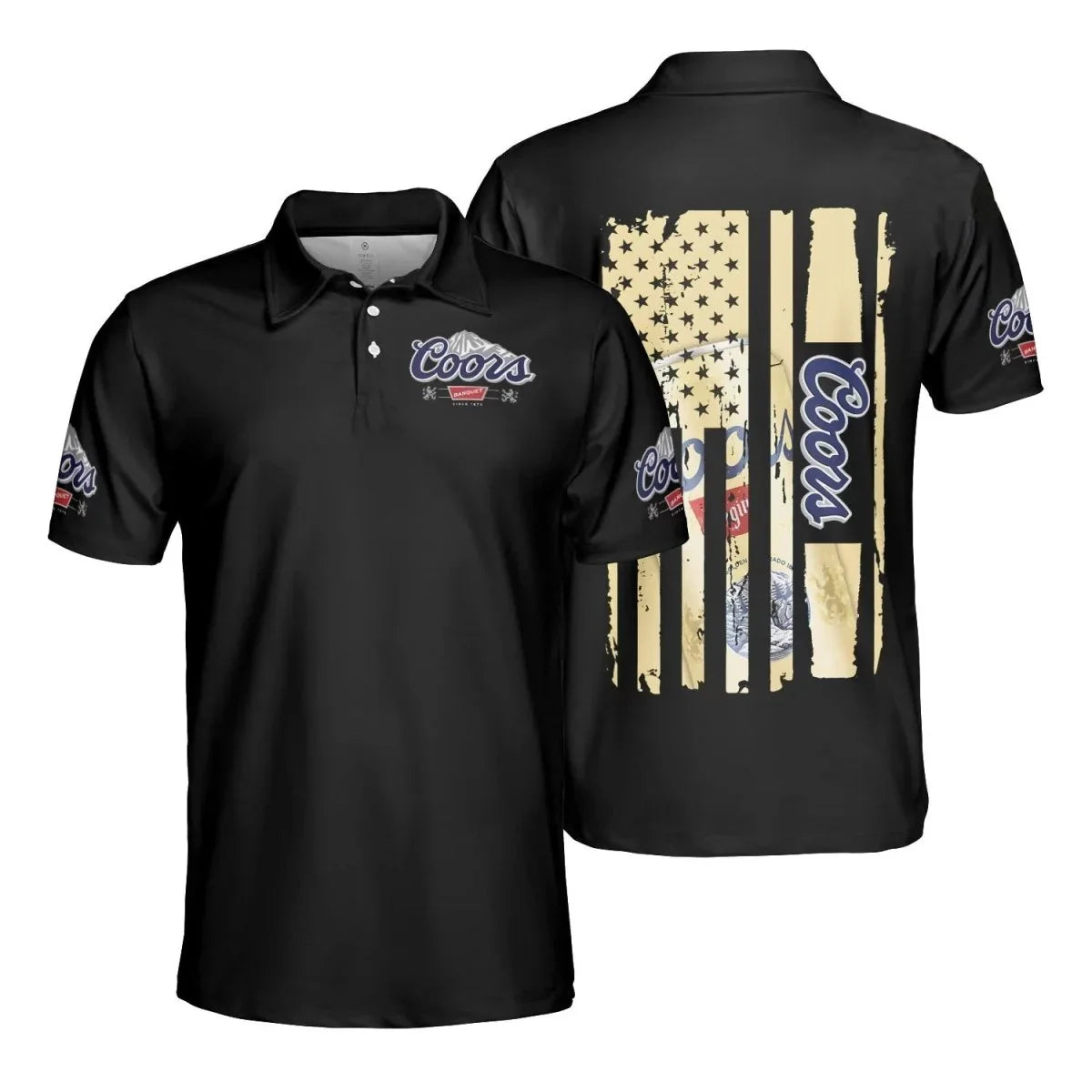 Coors Banquet USA Flag Polo Shirt - Stylish & Comfortable