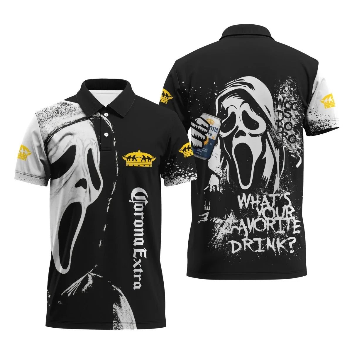 Corona Extra Ghostface Scream Polo Shirt | Halloween Polo Shirt