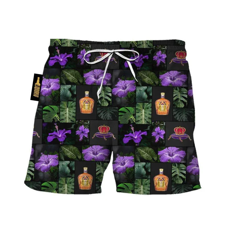 Crown Royal Tropical Hibiscus Flower Swim Trunks | Summer Shorts
