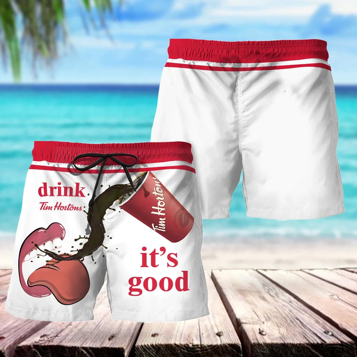 Drink Tim Hortons It's Good Swim Trunks | Tim Hortons Pool Shorts