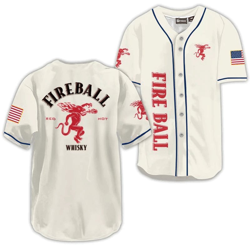 Fireball USA Flag Baseball Jersey | Fireball Jersey Shirt