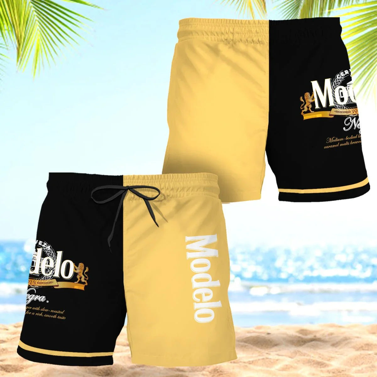 Modelo Yellow And Black Swim Trunks | Modelo Summer Shorts