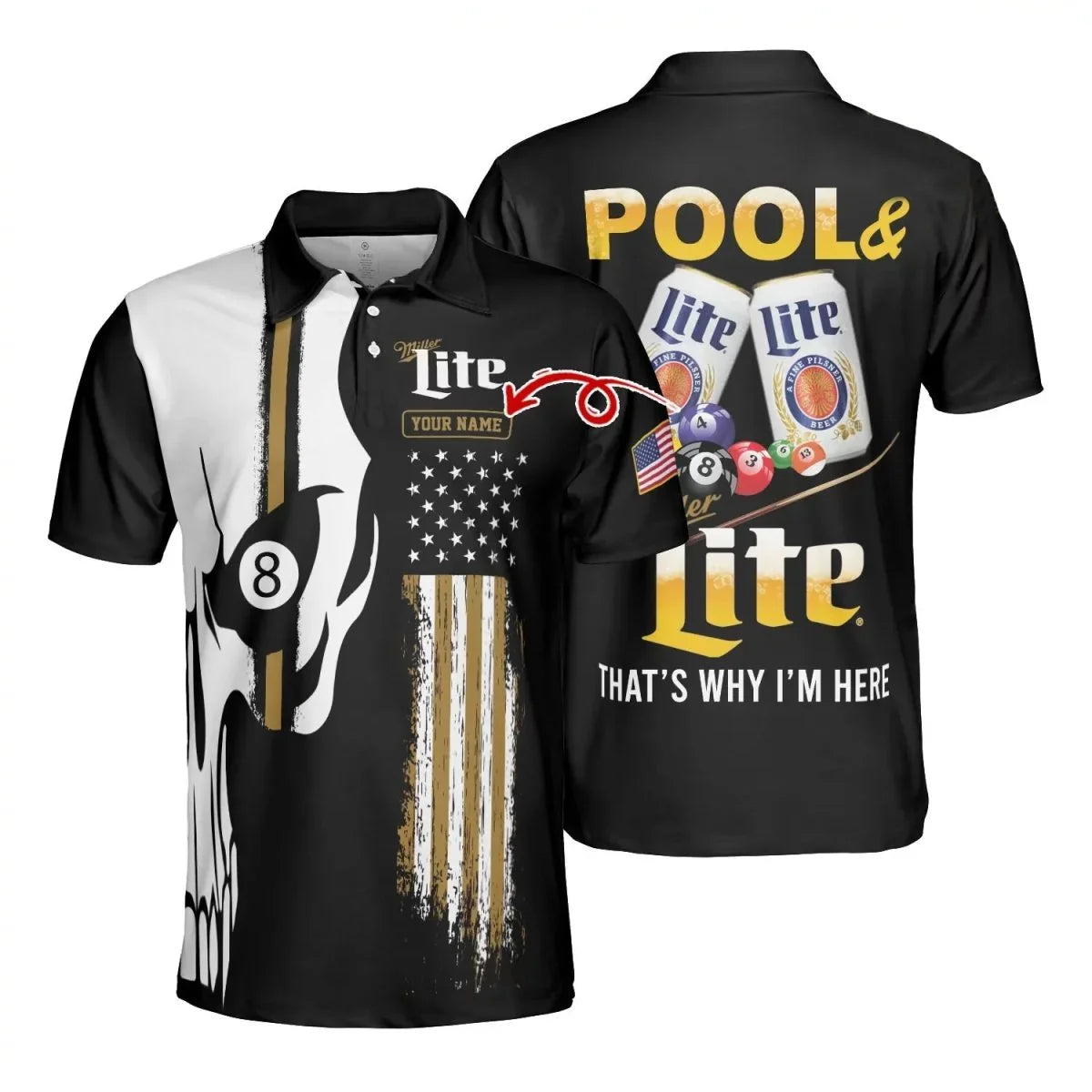 Personalized Miller Lite And Pool Polo Shirt - Stylish & Comfortable