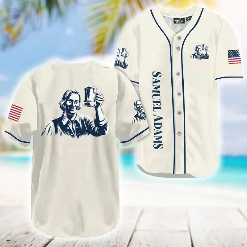 Samuel Adams USA Flag Baseball Jersey | Samuel Adams Jersey Shirt