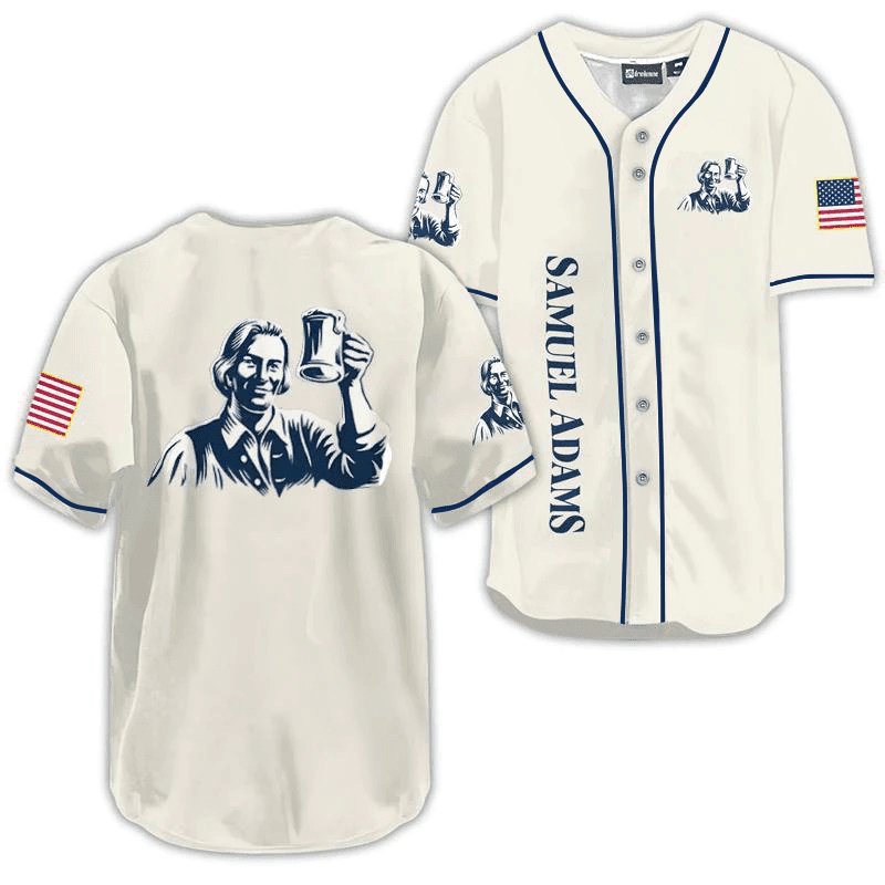 Samuel Adams USA Flag Baseball Jersey | Samuel Adams Jersey Shirt