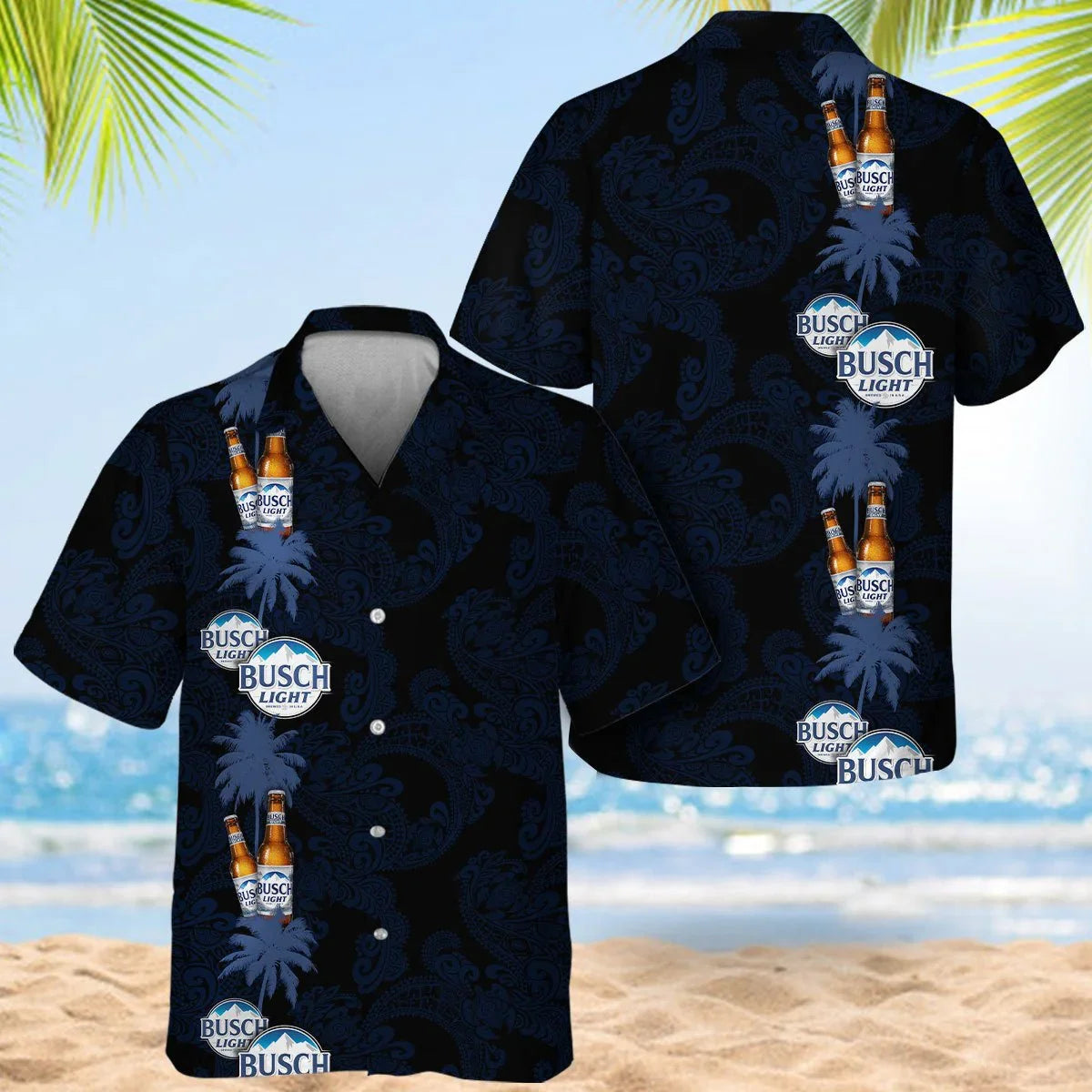 Busch Light Coconut Tree Pattern Hawaiian Shirt | Summer Shirt