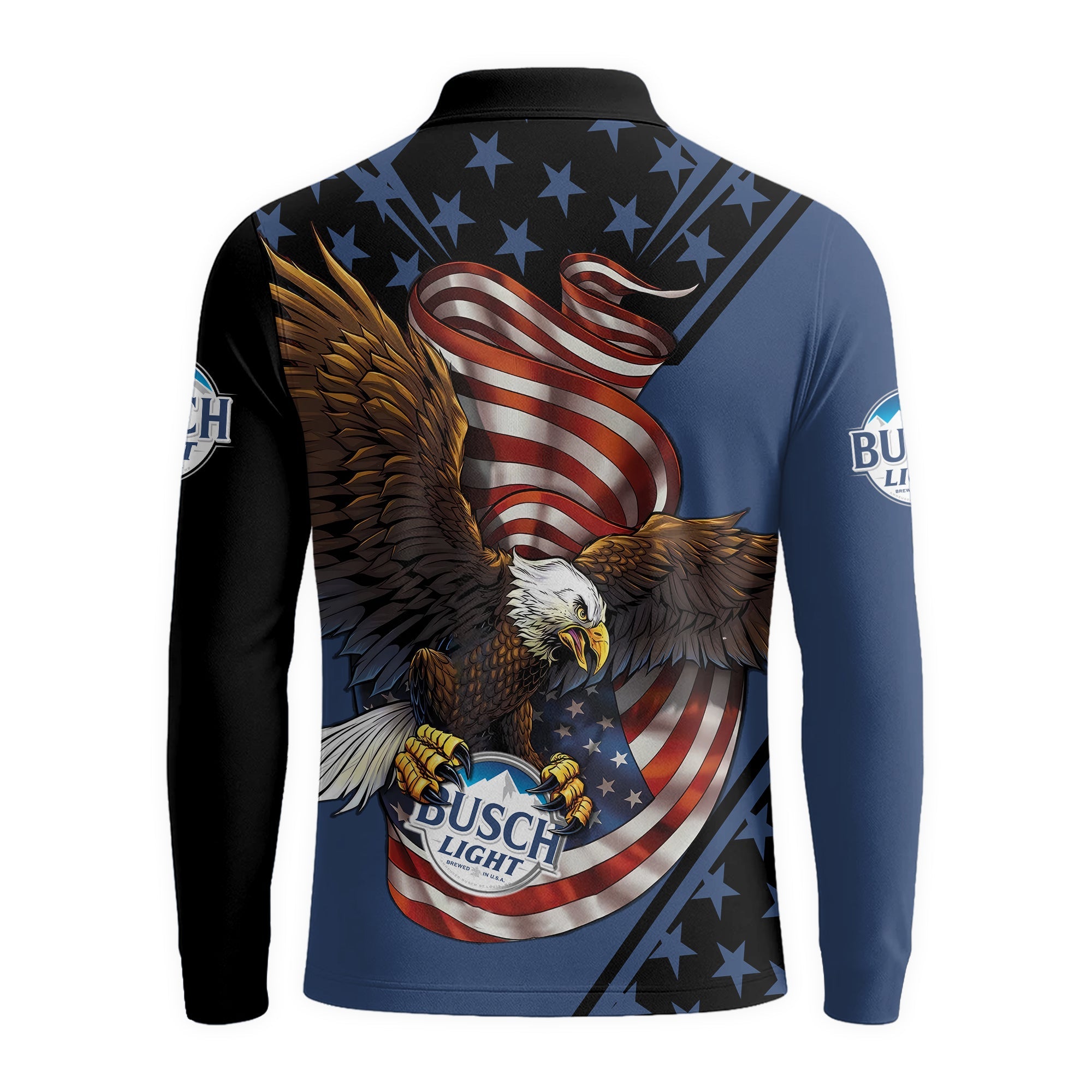 Busch Light USA Iron Wings Legion Golf Long Sleeve Polo Shirt