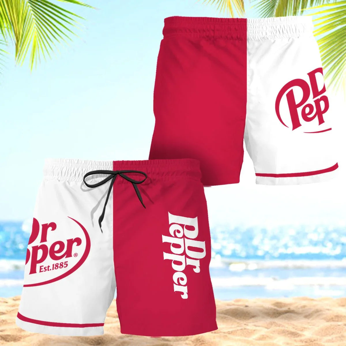 Dr Pepper Basic Colorful Swim Trunks | Dr Pepper Pool Shorts