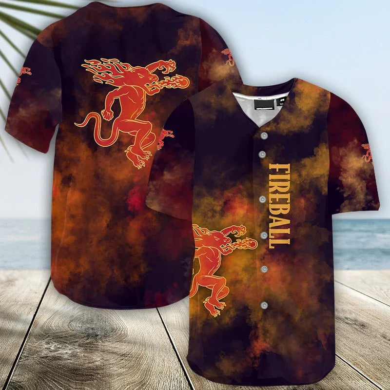 Fireball Colorful Smoke Jersey Shirt | Fireball Baseball Jersey