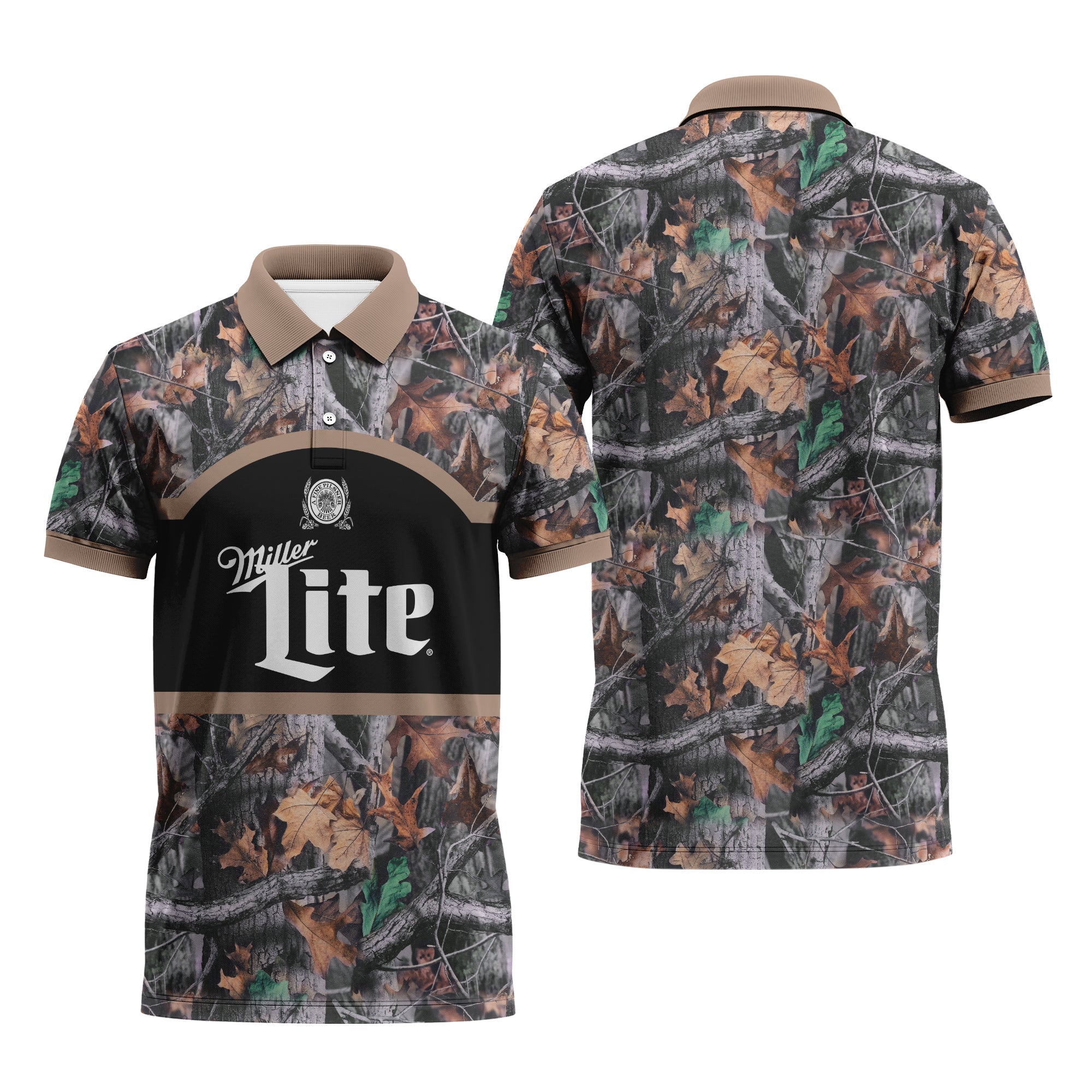 Miller Lite Camouflage Polo Shirt | Miller Lite Polo Shirt