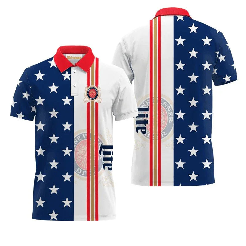 Miller Lite Fourth Of July Polo Shirt | Miller Lite Independence Day