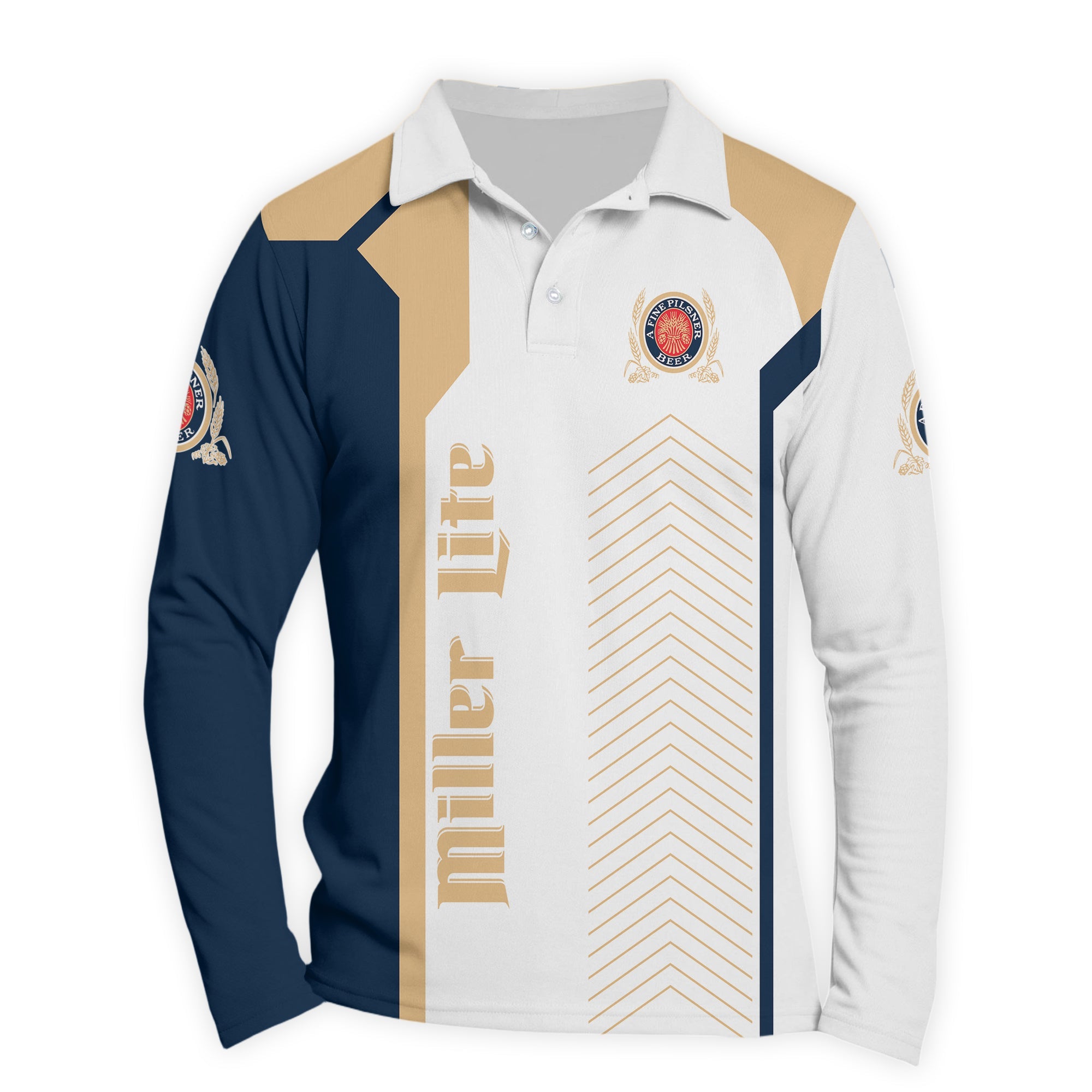 Miller Lite Modern Motorsport Golf Long Sleeve Polo Shirt | Polo Shirt