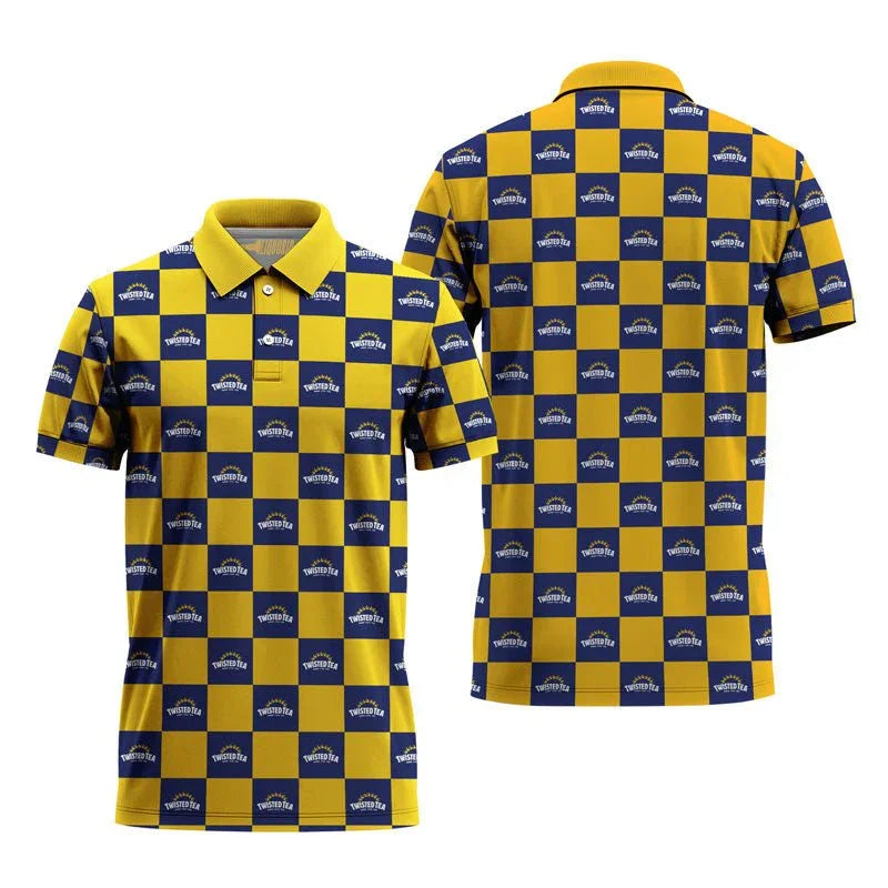 Twisted Tea Collab Gingham Polo Shirt | Twisted Tea Golf Shirt