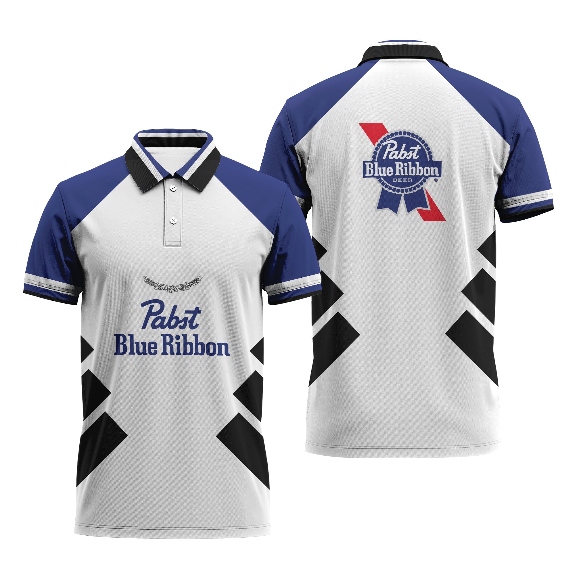 Pabst Blue Ribbon Bold Line Polo Shirt | PBR Polo Shirt