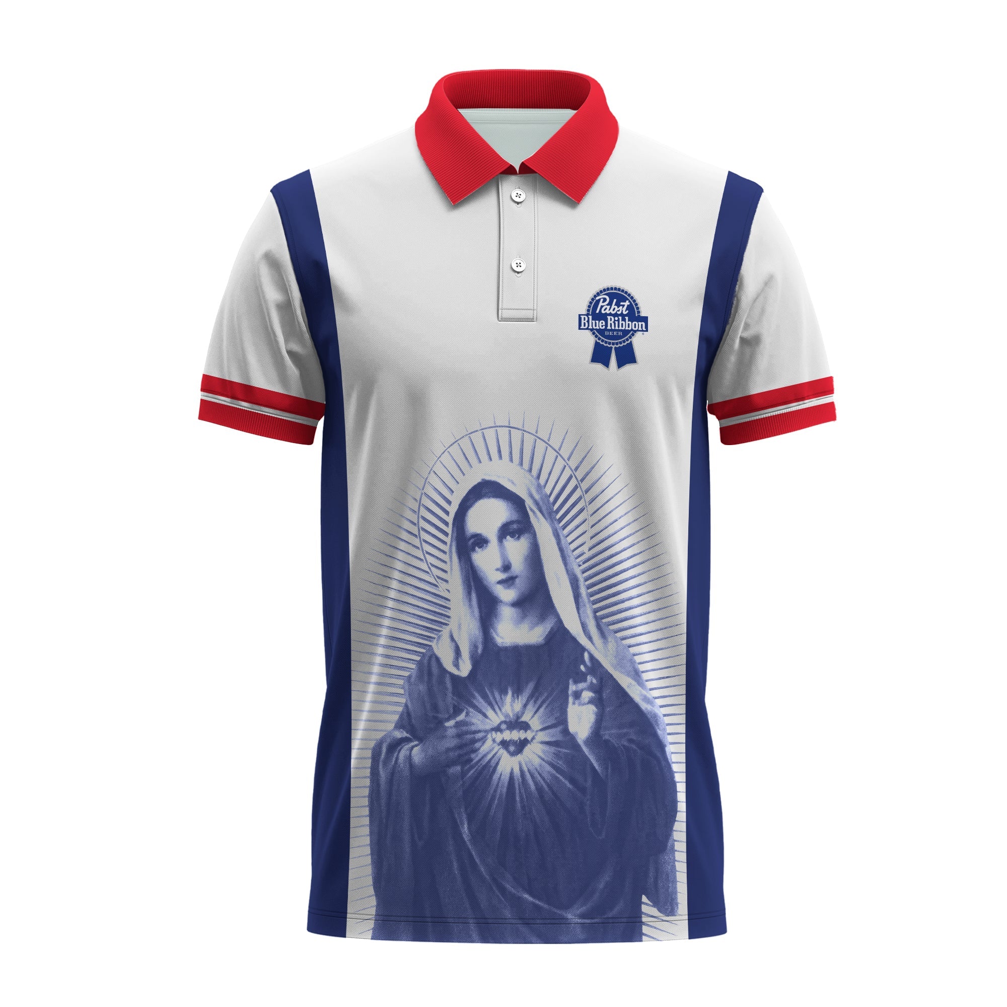 Pabst Blue Ribbon Sacred Maria Polo Shirt | PBR Polo Shirt