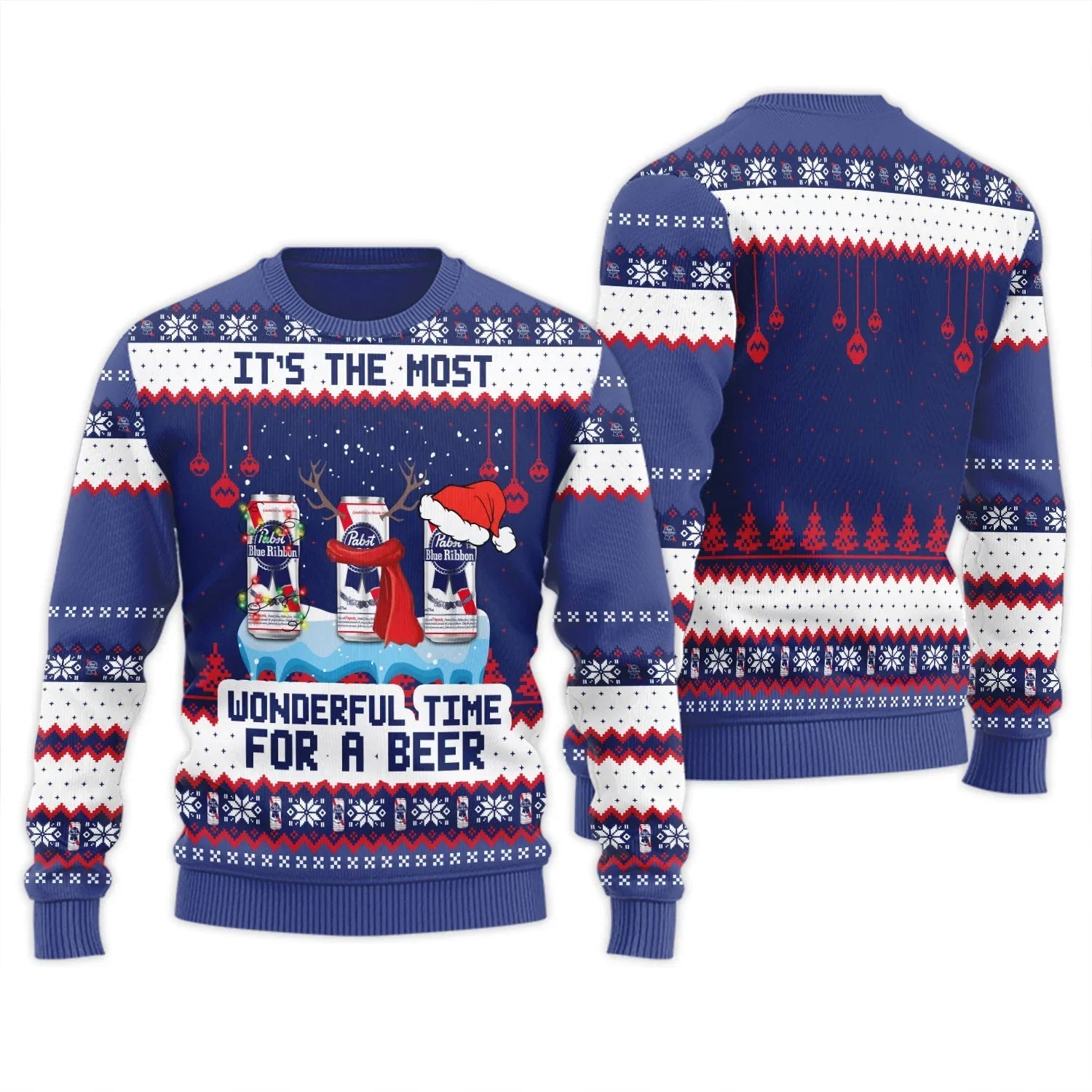 Pabst Blue Ribbon The Most Wonderful Time Ugly Sweater | Xmas Sweater