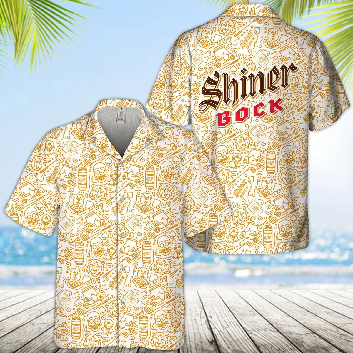 Shiner Bock Summer Doodle Art Hawaiian Shirt | Shiner Bock Shirt