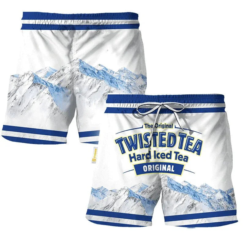 Twisted Tea Mountain Swim Trunks | Twisted Tea Hawaiian Shorts